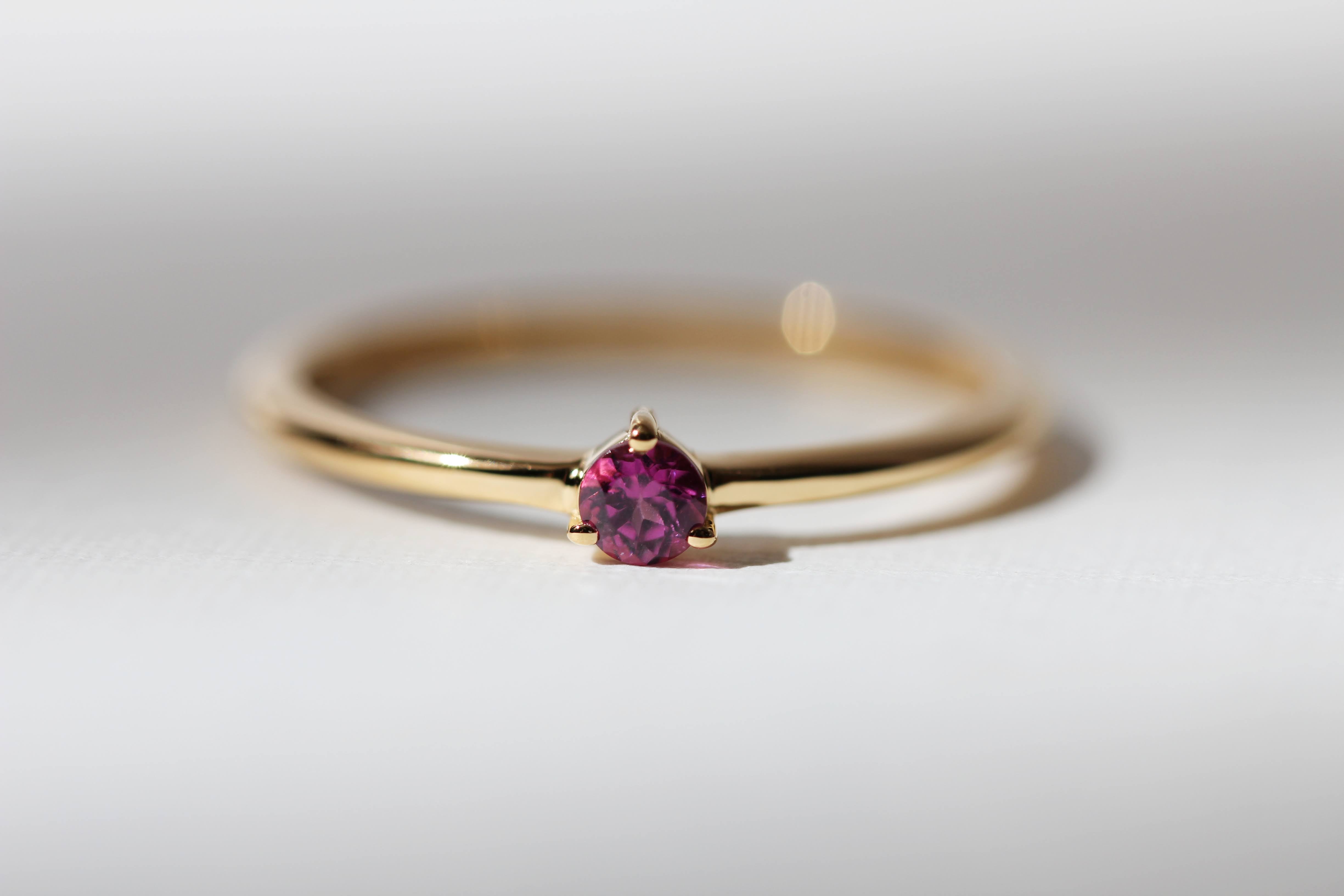 Tiny Pink Garnet Stacking Ring – Little Gold